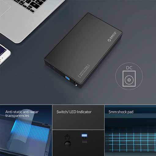 ORICO Toolfree USB 3.0 to SATA External 3.5 Hard Drive Enclosure Case ...